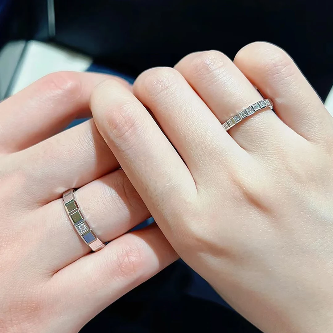 925-Sterling-Silver-Fashion-Cube-Small-Ice-Diamond-Couple-Ring-Wedding ...