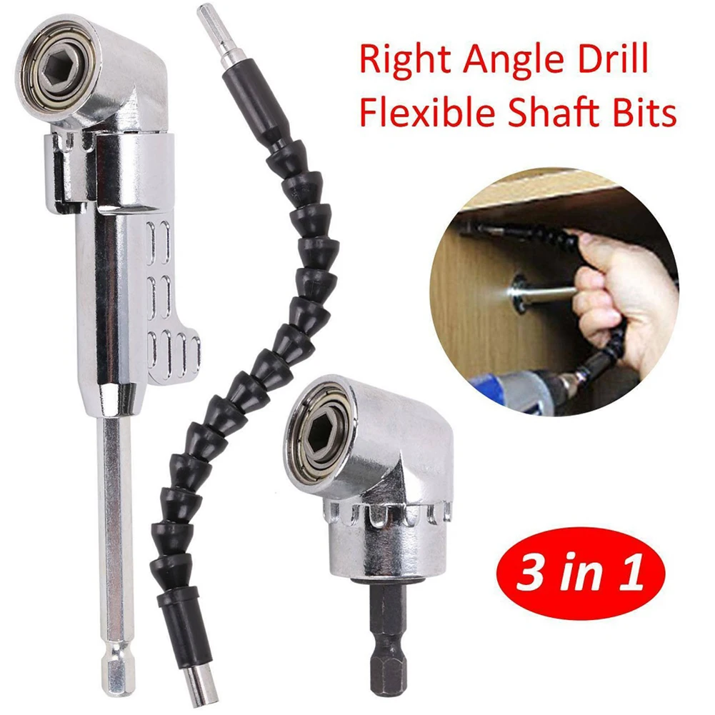 3Pcs/set Right Angle Drill Flexible Shaft Bits 105 Degrees 1/4 Hex ...