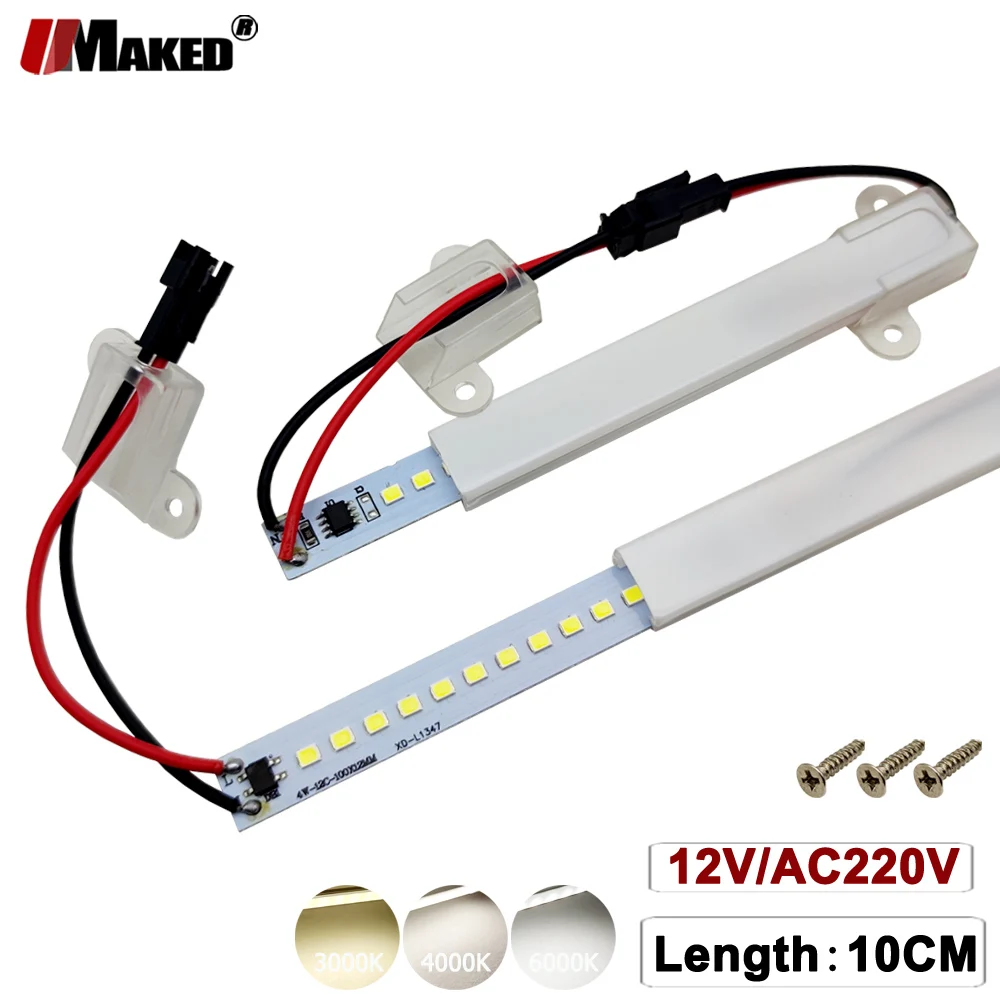 2Pc-AC220V-12V-LED-PCB-Bar-Light-4W-10CM-SMD2835-Rigid-Strip-With-PVC ...