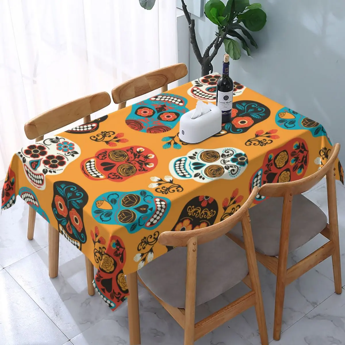 Skull Pattern Tablecloth Rectangular Tablecloth Picnic Cloth Dustproof ...