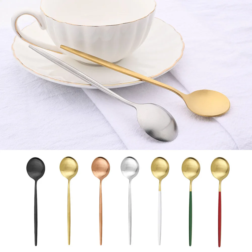 6Pcs Small Matte Spoon Tea Coffee Stir Mini Spoons Stainless Steel ...