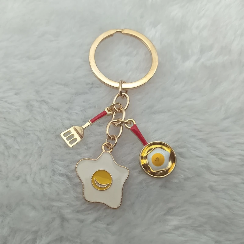 New-Cook-Keychain-Lovely-Enamel-Key-Ring-Fried-Egg-Omelette-Pan-Shovel ...