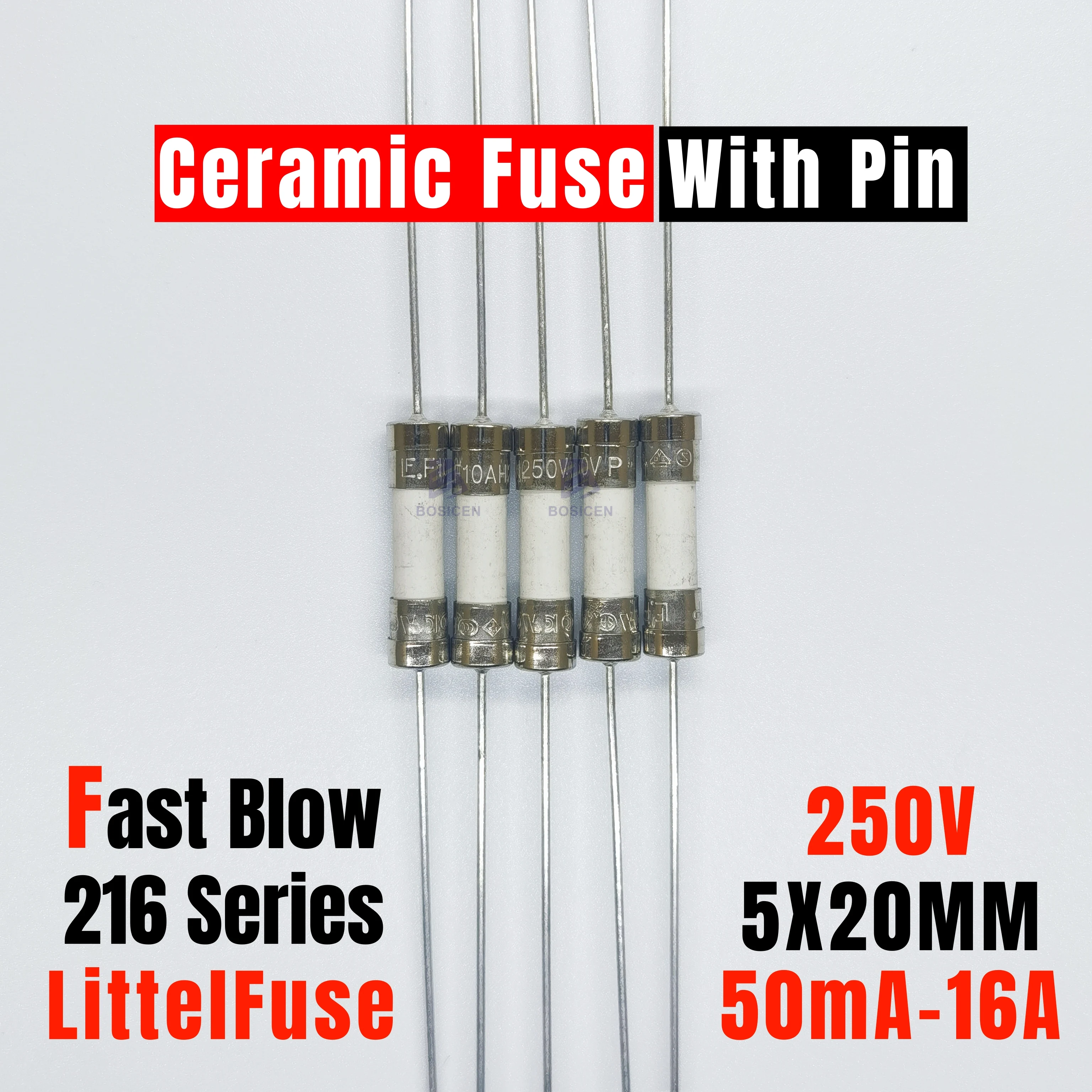 5PCS LF 216 Fast blow ceramic Fuse With pin 5*20 5x20mm 250V 50MA 80MA ...