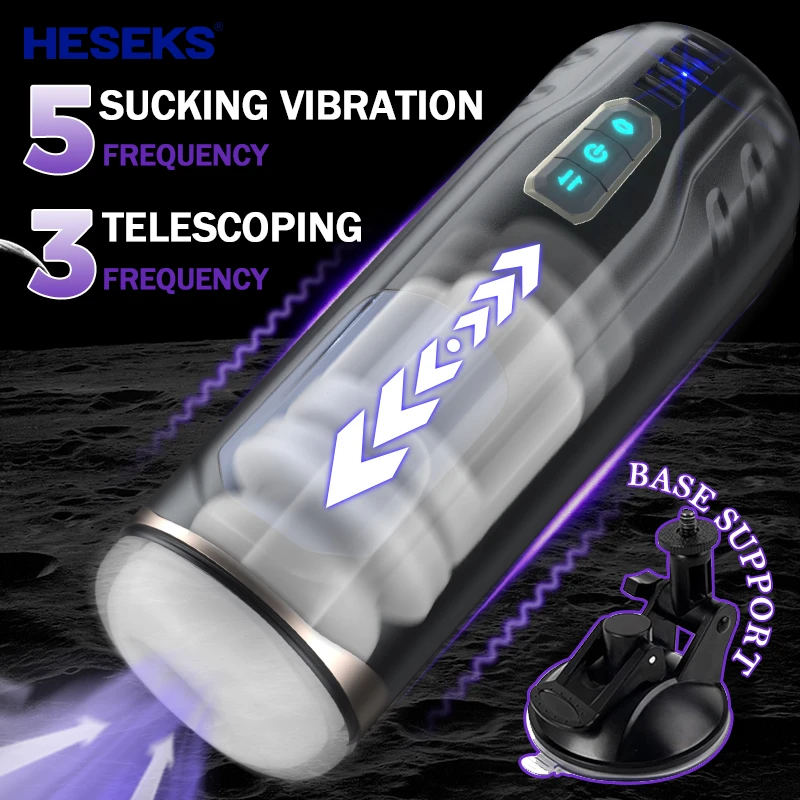 HESEKS masturbador masculino de succión automática, vibrador telescópico de bolsillo para mamada ...