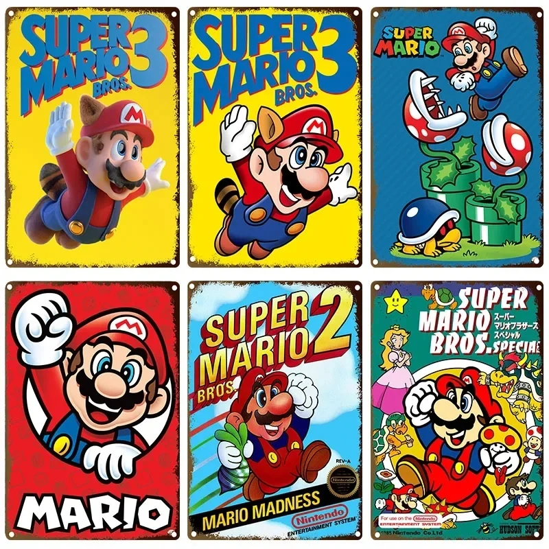 MINISO-P-ster-de-Metal-de-Super-Mario-Bowser-Kart-e-impresi-n-cartel-de ...