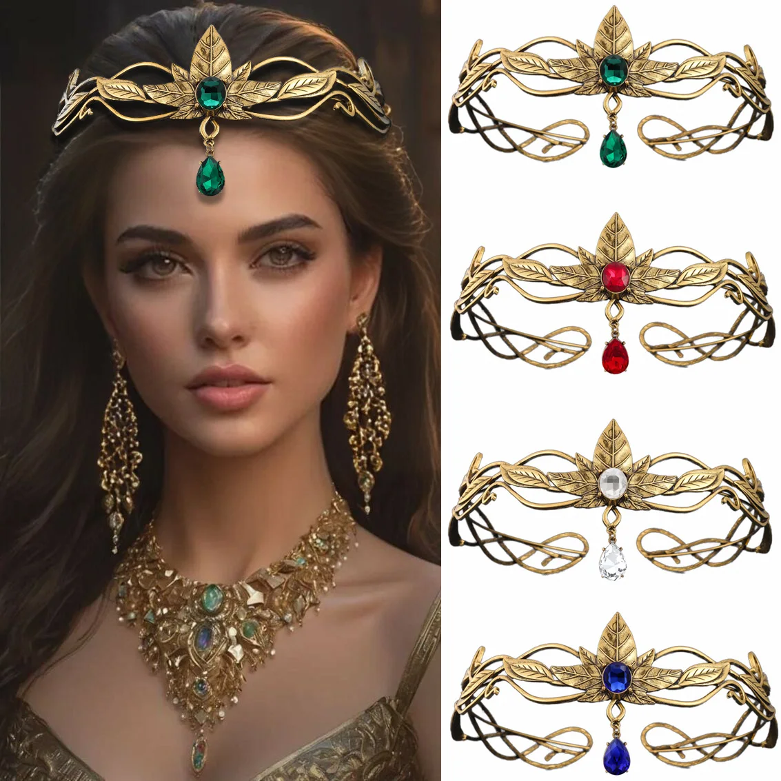 Corona de elfos redondos de Color dorado Vintage, Tiaras de diosa de ...