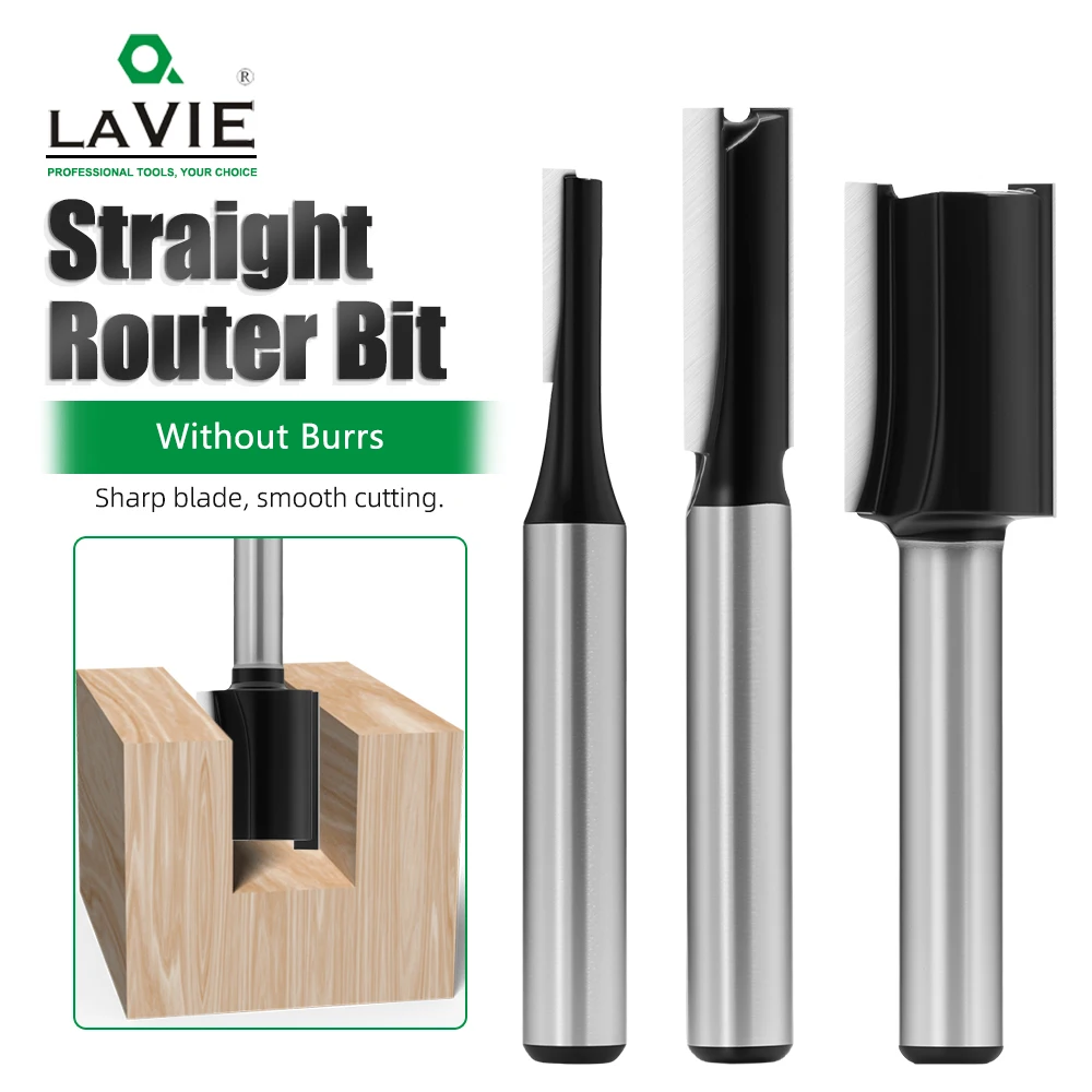 LAVIE 1/4" Shank Straight Router Bits (3.18-19.05mm) Woodworking ...