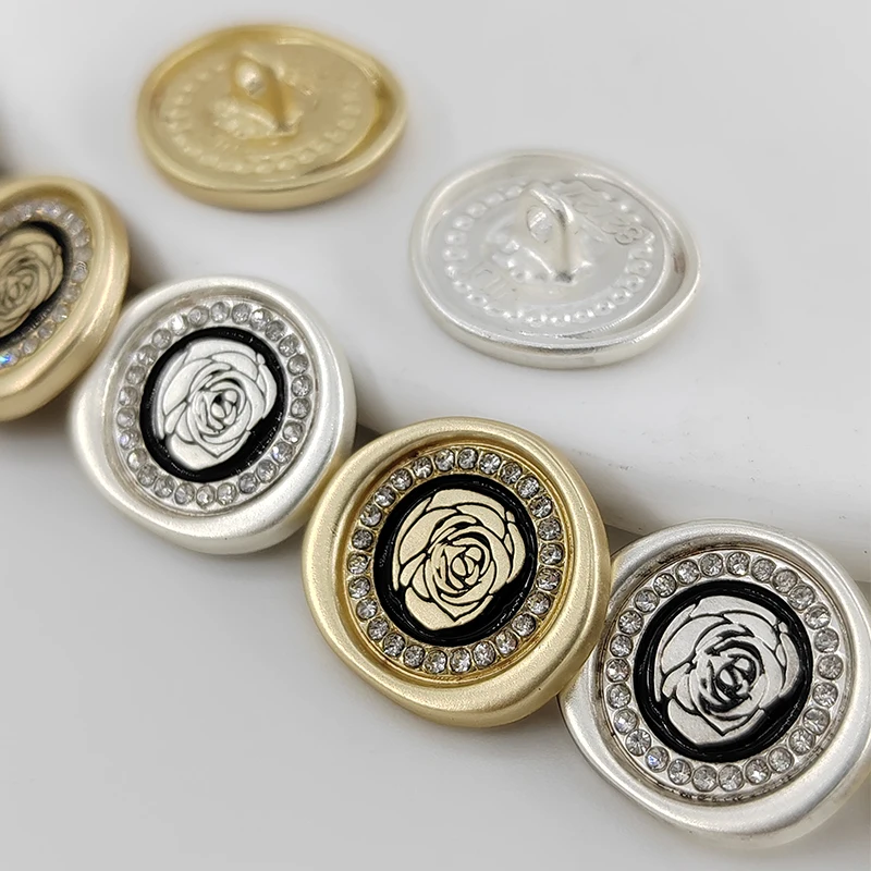 18-22-5MM-Gold-Silver-Rhinestone-Metal-Shank-Buttons-High-Quality-Rose ...