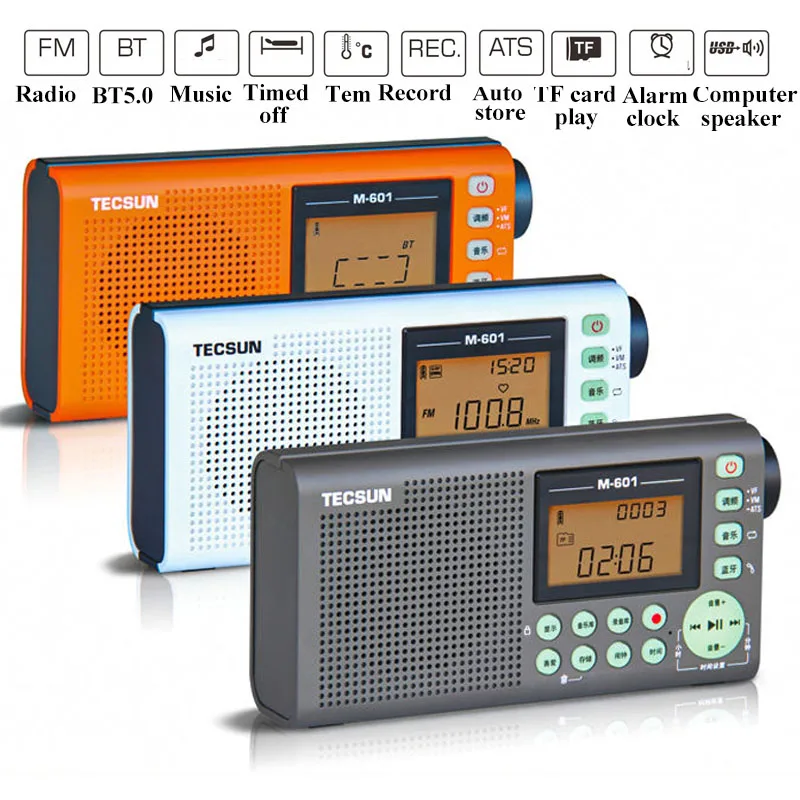 Rádio fm portátil 64 108mhz rádio mini alto falante bluetooth áudio ...