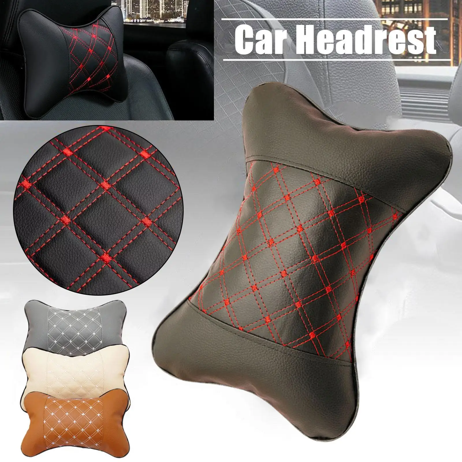 Almohadas-para-el-cuello-del-coche-reposacabezas-Universal-de-cuero-Pu ...