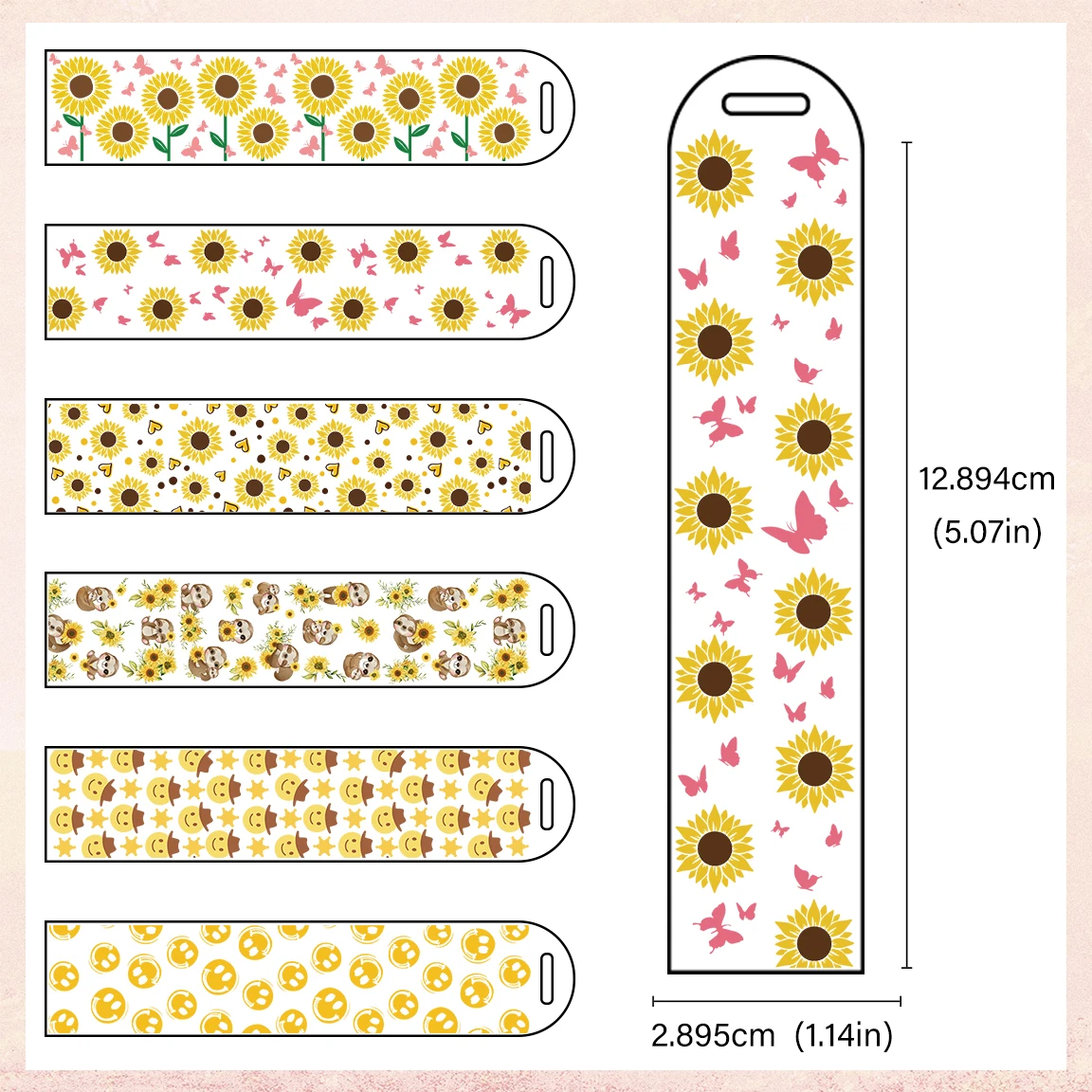 5PCS-Ready-to-Apply-UV-DTF-Bookmark-Decals-Cold-Transfers-Yellow ...