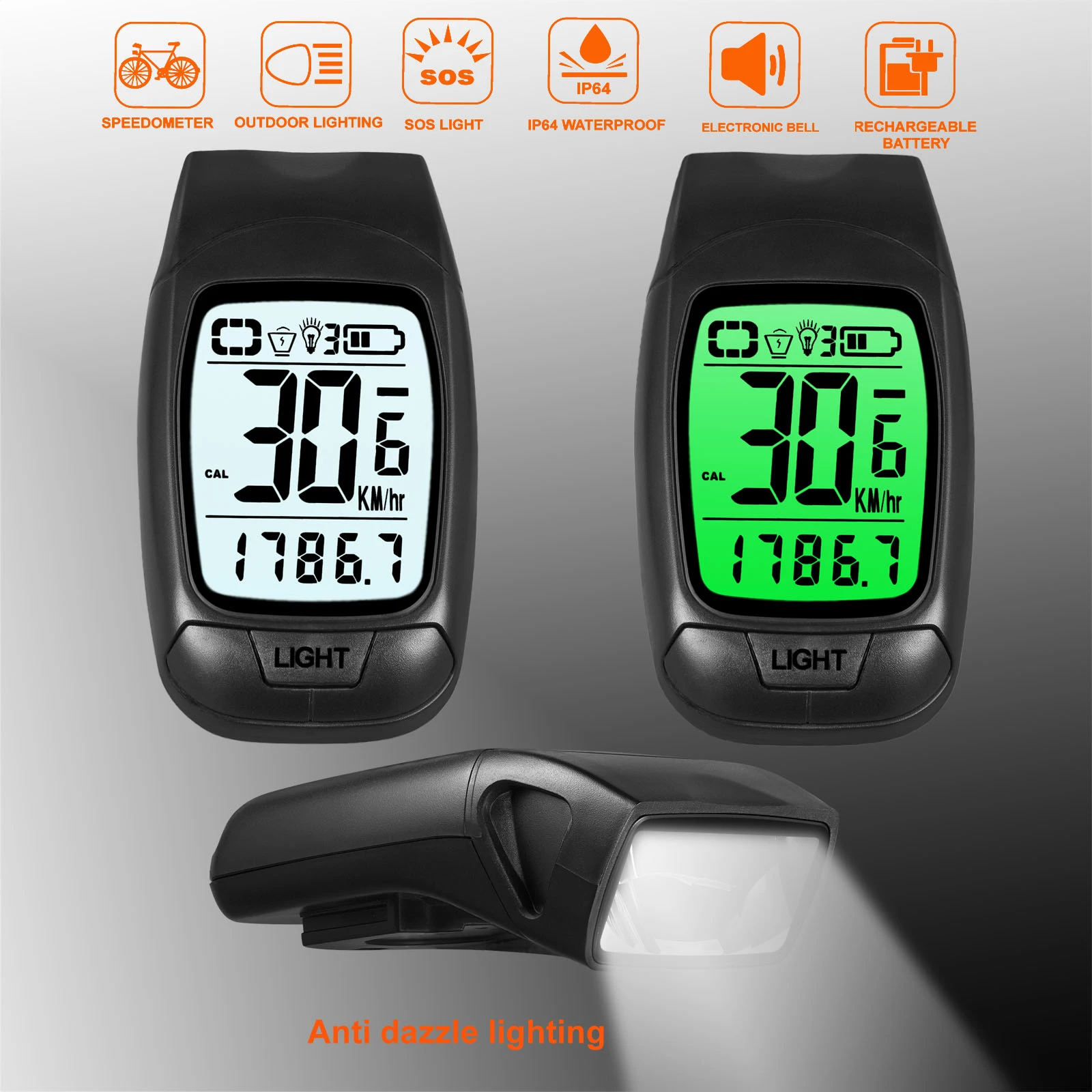 3IN1 Bicycle Light Wireless Computer Speaker Combination USB bike ...