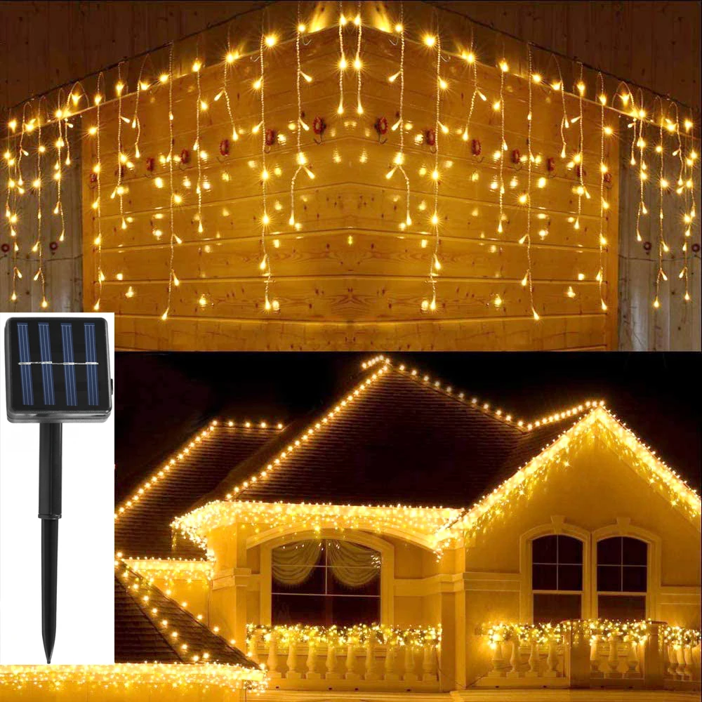Solar-String-Lights-Outdoor-130LED-6m-0-5m-Eaves-Light-Curtain-Light ...