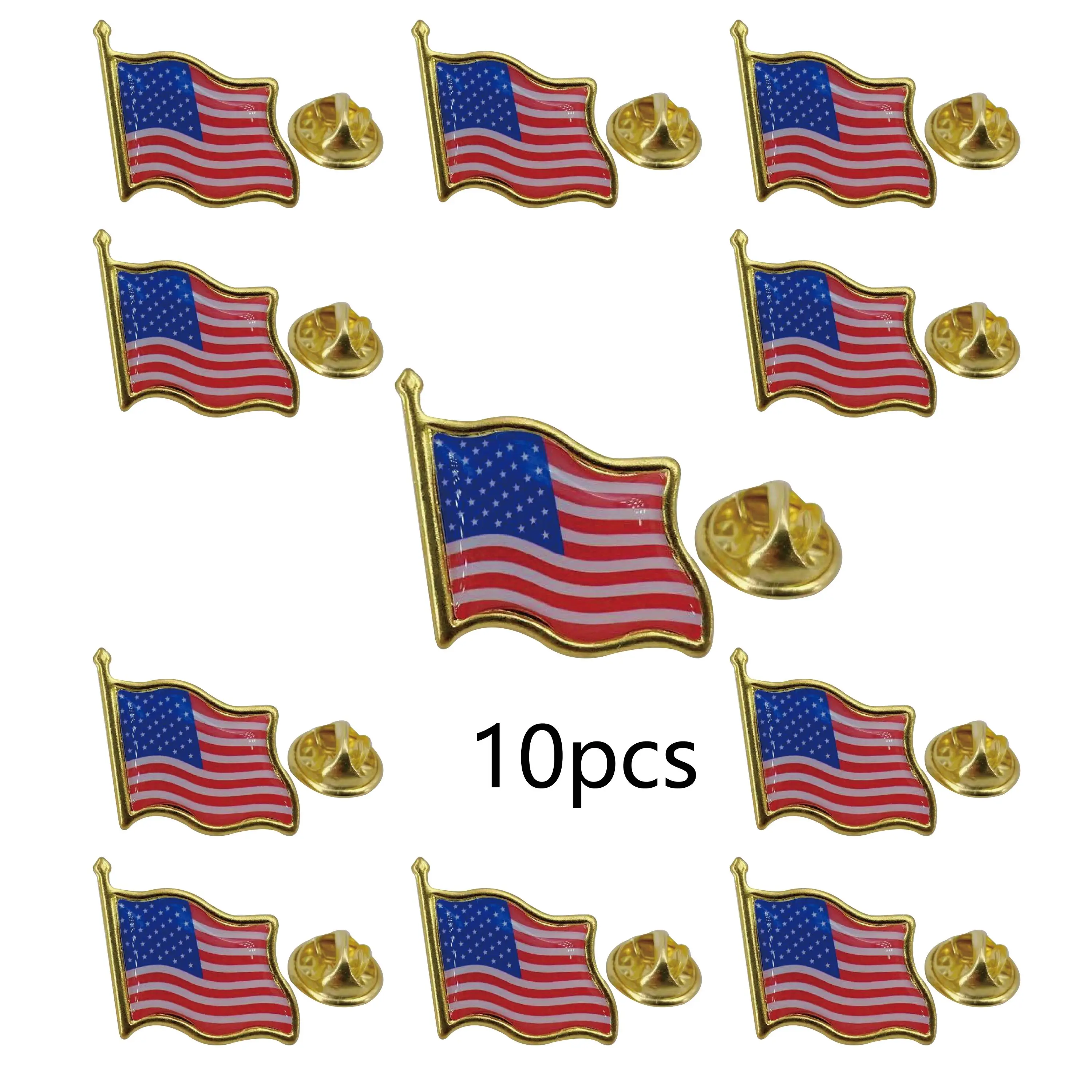 10/20/100pcs American Flag Lapel Pins Bulk, Metal USA Flag Pin ...