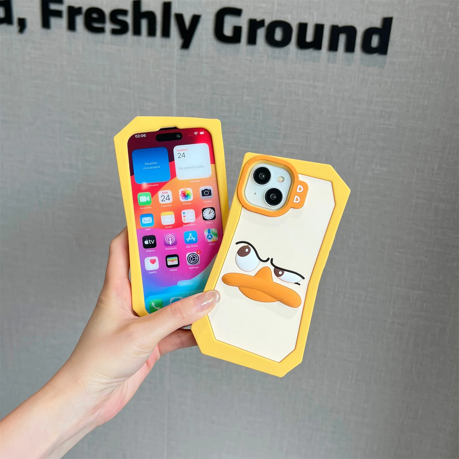 Cute-Funny-Cartoon-Irregular-Frame-Angry-Duck-Phone-Case-For-iPhone ...