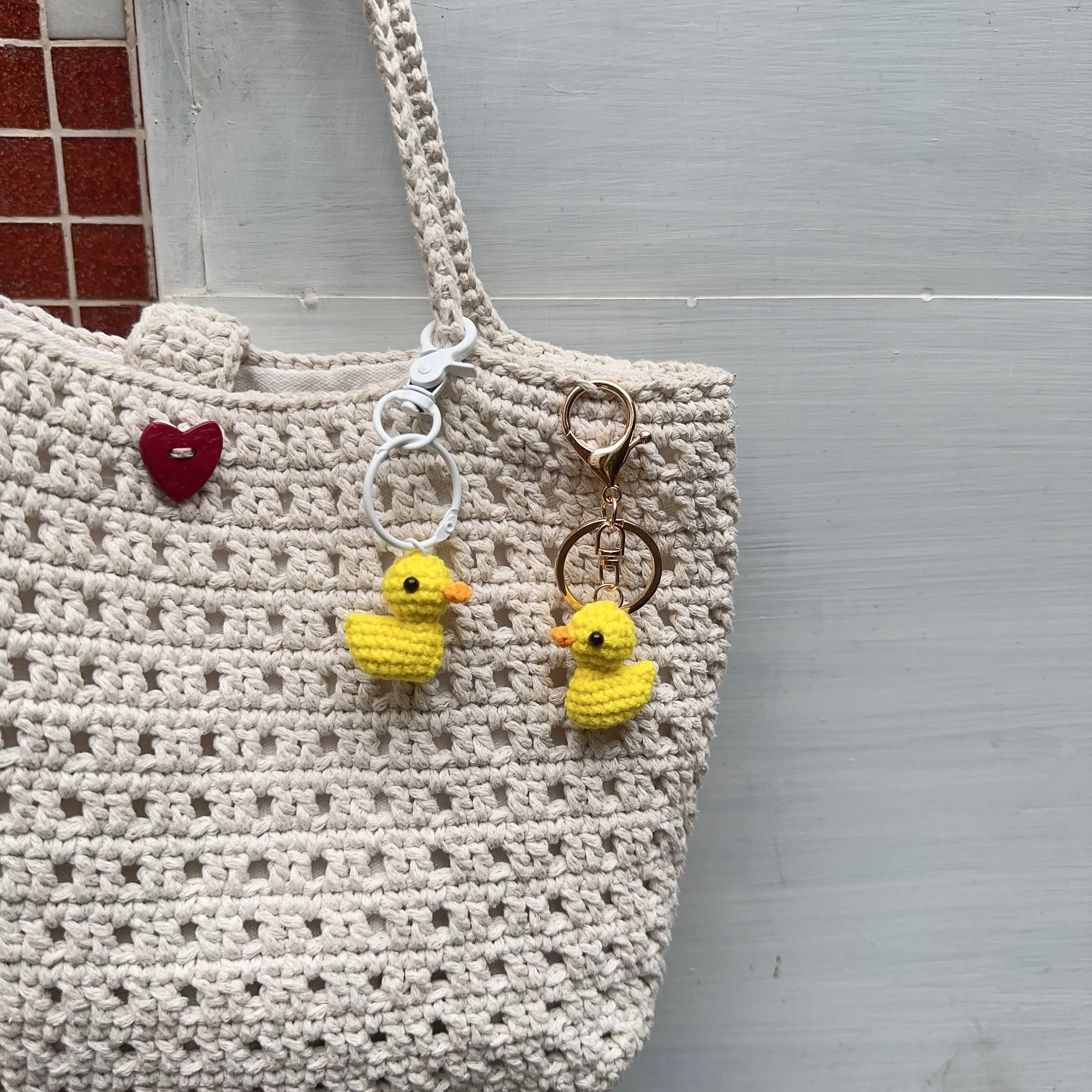 Mini Cute Duck Knitted Keychain Handmade Crochet Pendant Creative Car ...