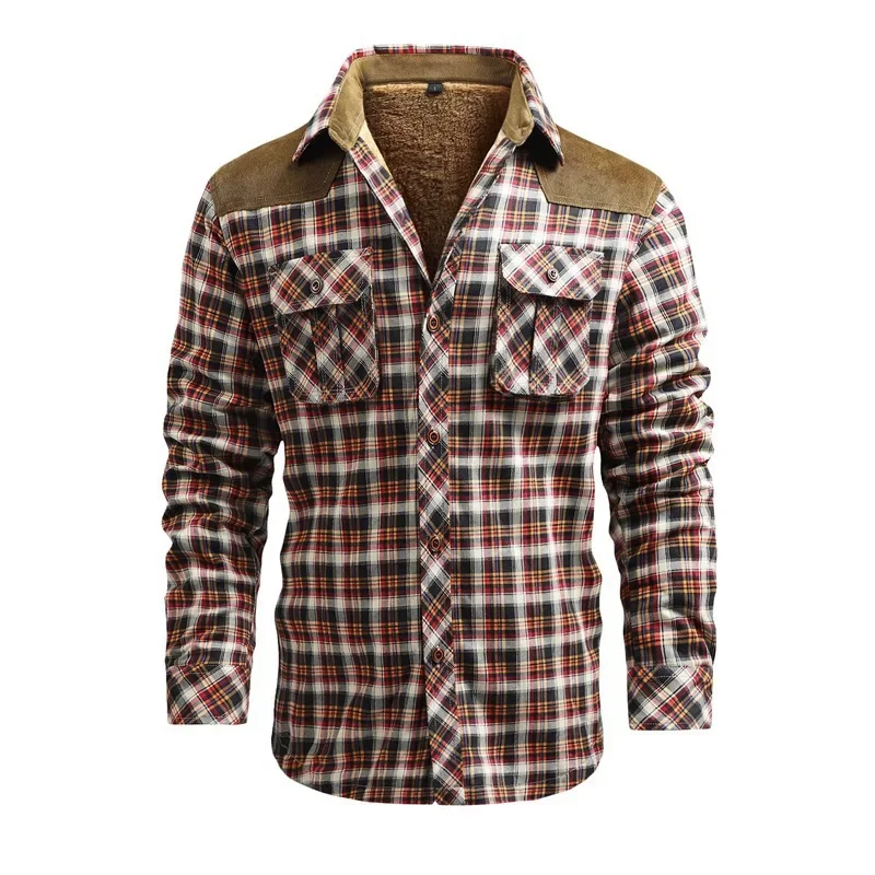 Men-Winter-Casual-Shirts-Jackets-Fleece-Warm-Plaid-Shirts-Coats-High ...