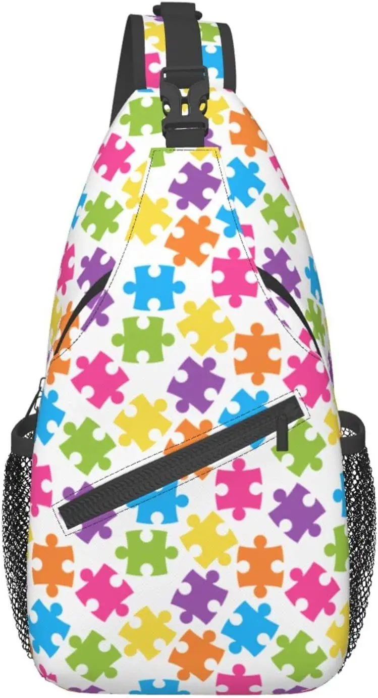 Autism Awareness Puzzle Pieces Sling Bag Crossbody Adjustable Chest ...