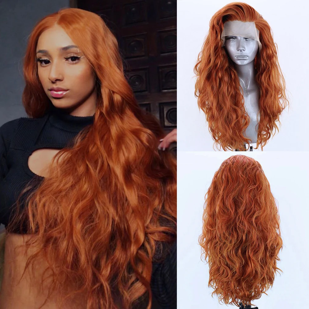 Aimeya Ginger Synthetic Wig Long Wavy Lace Front Wigs For Black Women ...