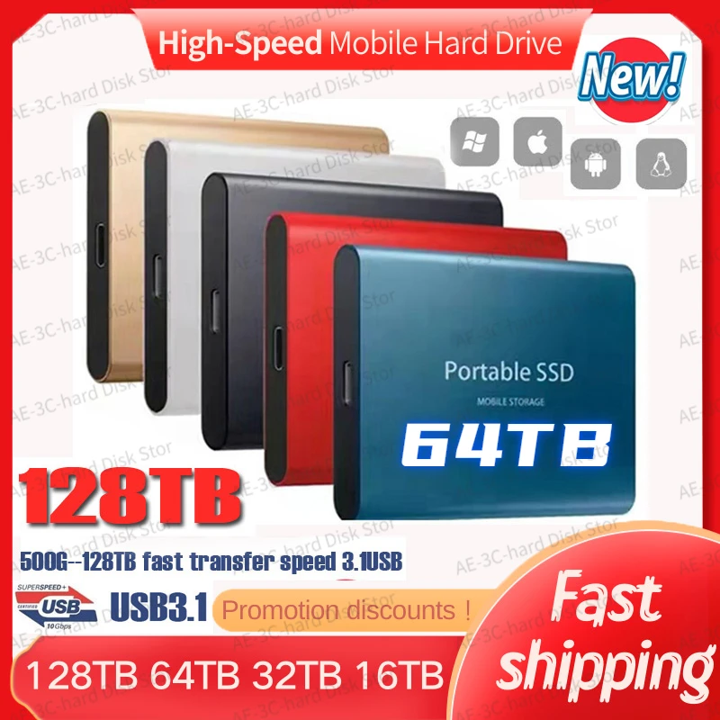 64TB Original External Hard Drive High speed Portable SSD 500GB USB 3.1 ...