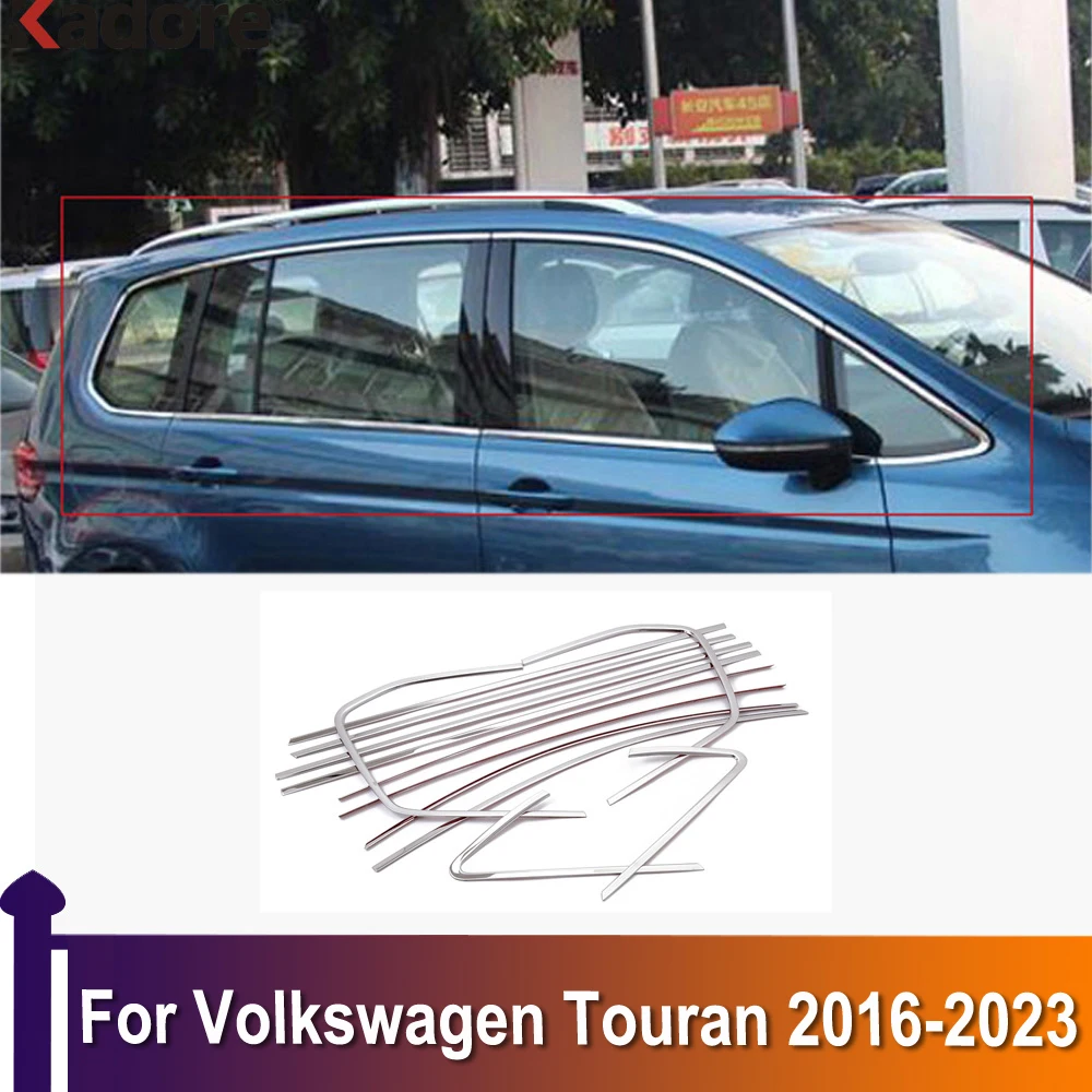 For-Volkswagen-Touran-2016-2018-2023-Stainless-Steel-Full-Window-Trims ...
