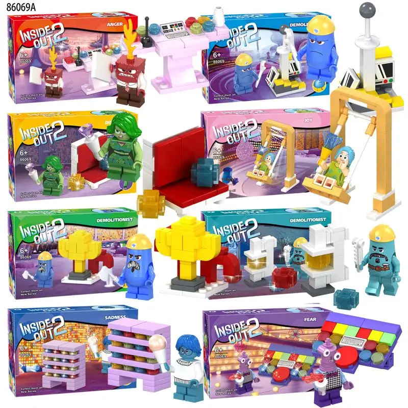 2024New-Inside-Out-2-Building-Blocks-Doll-Assembly-Cute-Kawaii-Cartoon ...
