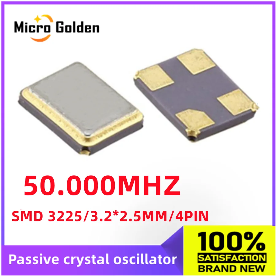 Oscilador de cristal pasivo SMD, 50M, 50MHZ, 50.000MHZ, 3225, 3,2x2,5mm, 4pin, resonador de ...
