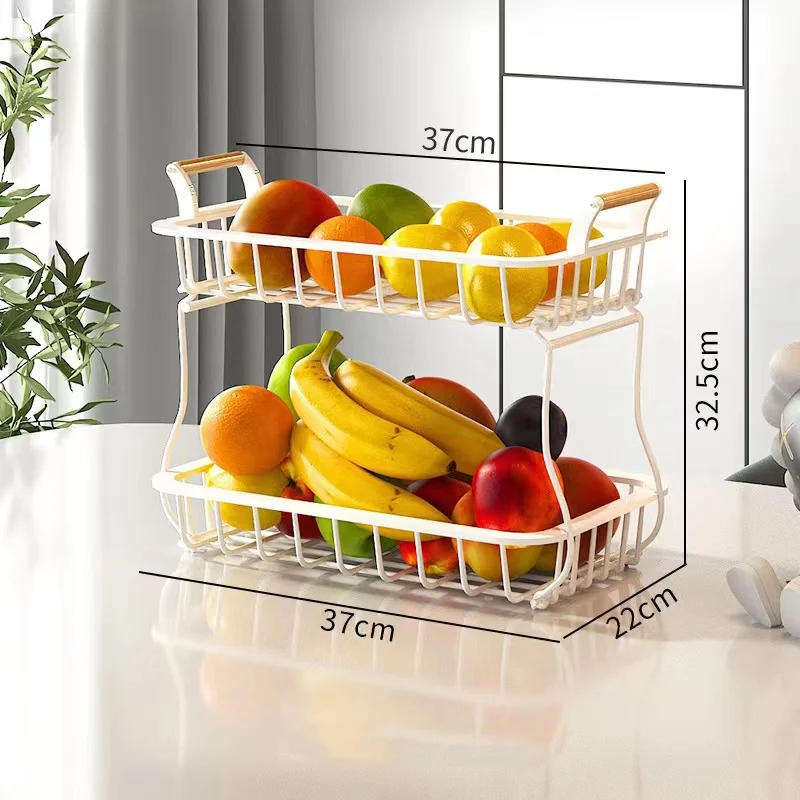 2 Tier Counter Top Fruit Basket for Kitchen Vegetable Fruits Basket ...
