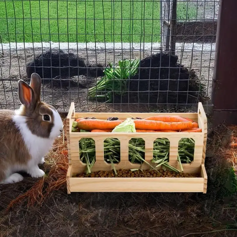 Bunny Hay Feeder Hay Holder Feeding Station Large Bunny Hay Rack Wooden ...