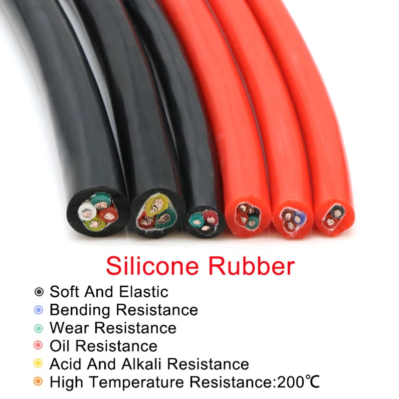 5 meters Soft Silicone Rubber Cable 2 3 4 6 Cores Insulated Flexible ...