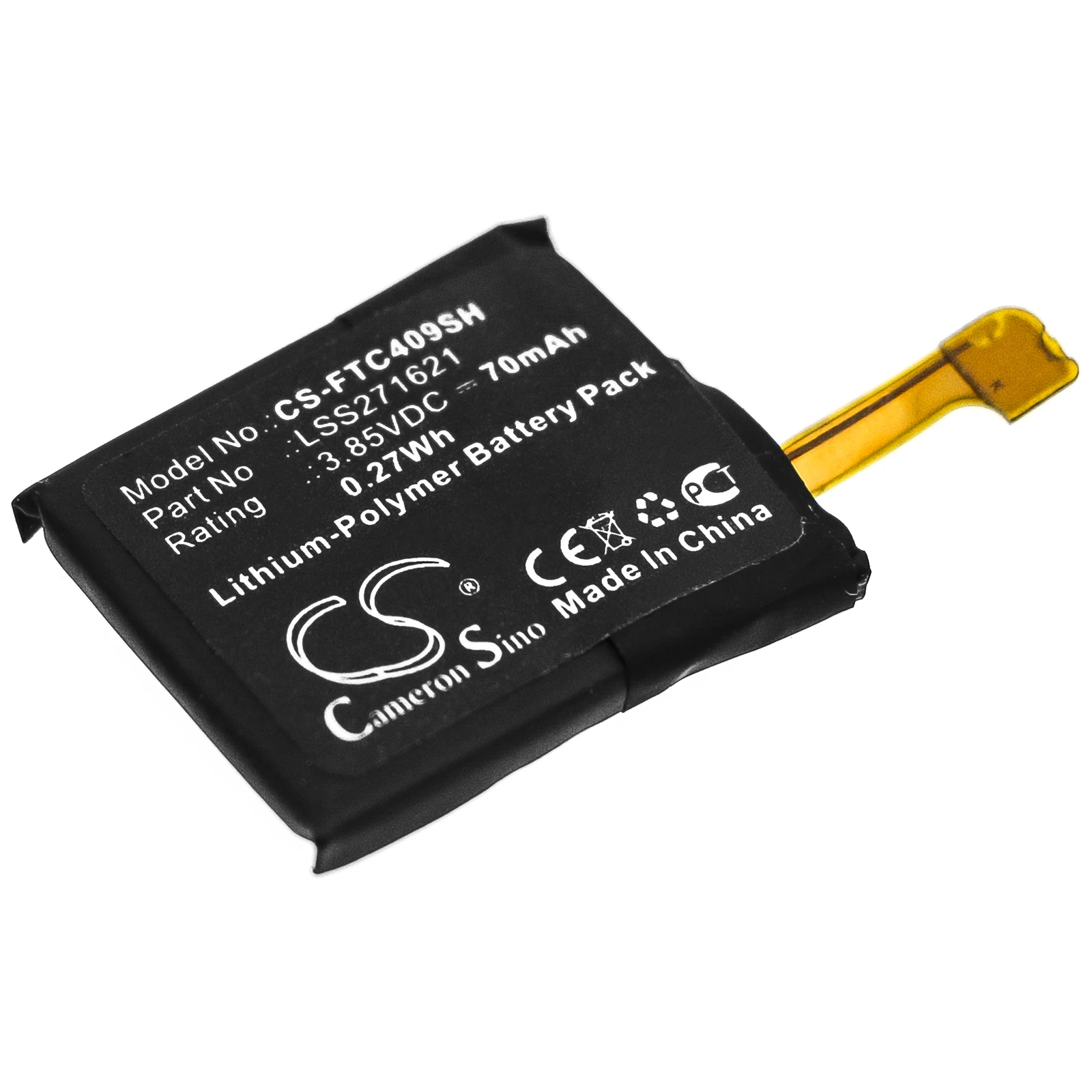 CameronSino Battery for Fitbit Charge 3 FB409 70mAh / 0.27Wh LSS271621 ...