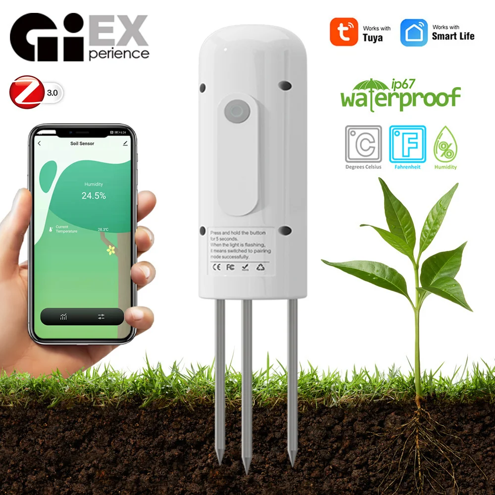 ZIGBEE Plant Monitor Outdoor Soil Temperature Meter Moisture Humidity ...