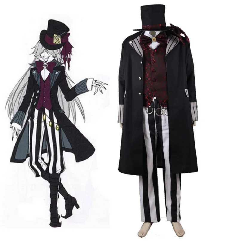 Unisex Anime Cos Black Butler Under Taker Cosplay Costumes Outfit ...
