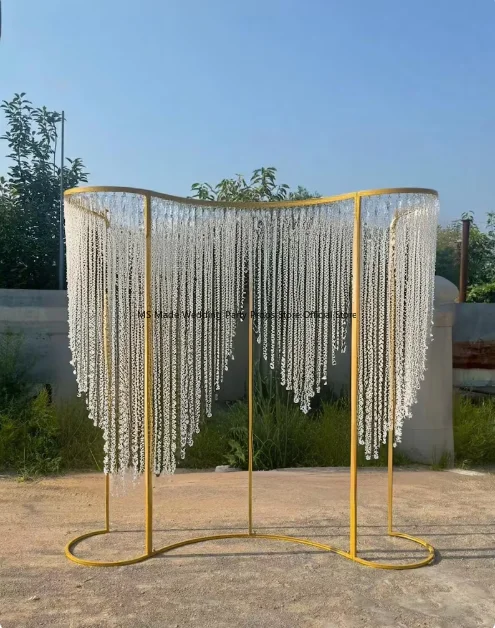 Large S-Shaped Acrylic Photo Backdrop with Dangling Crystal Bead ...