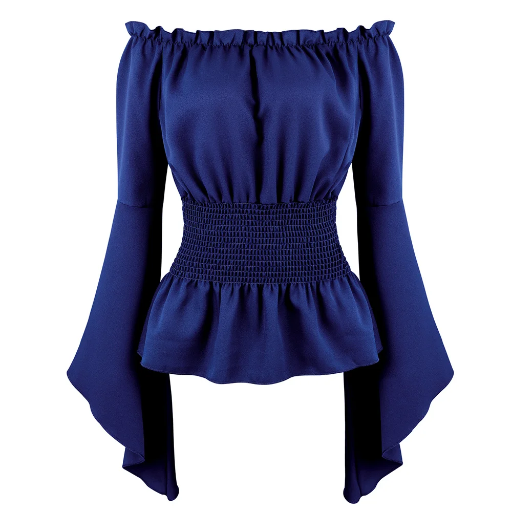Vintage Medieval Renaissance Blouse Women Off Shoulder Long Sleeve ...