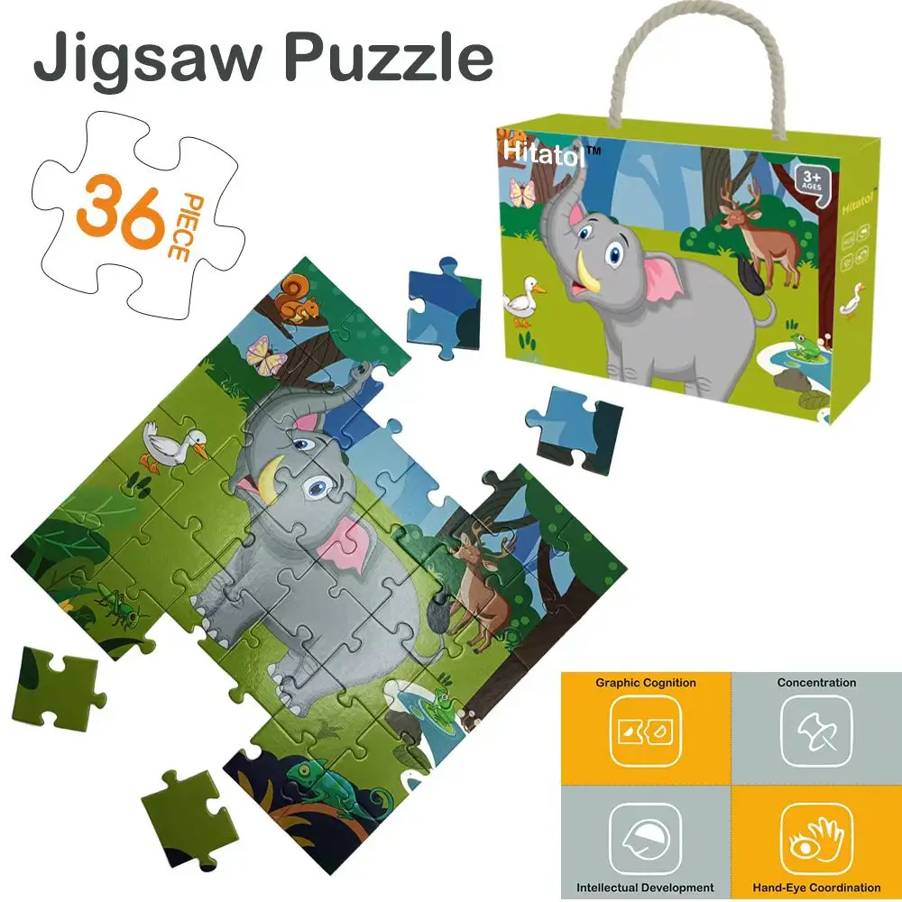 Puzzle-For-Kids-36-Piece-Cartoon-Animals-Elephant-Panda-Horse-Floor ...