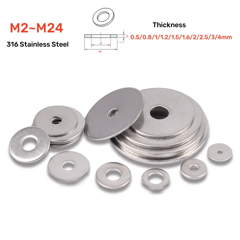 2~200cs Oversize Flat Washers M2M2.5M3M4M5M6M8M10M12~M24 316 A4 ...
