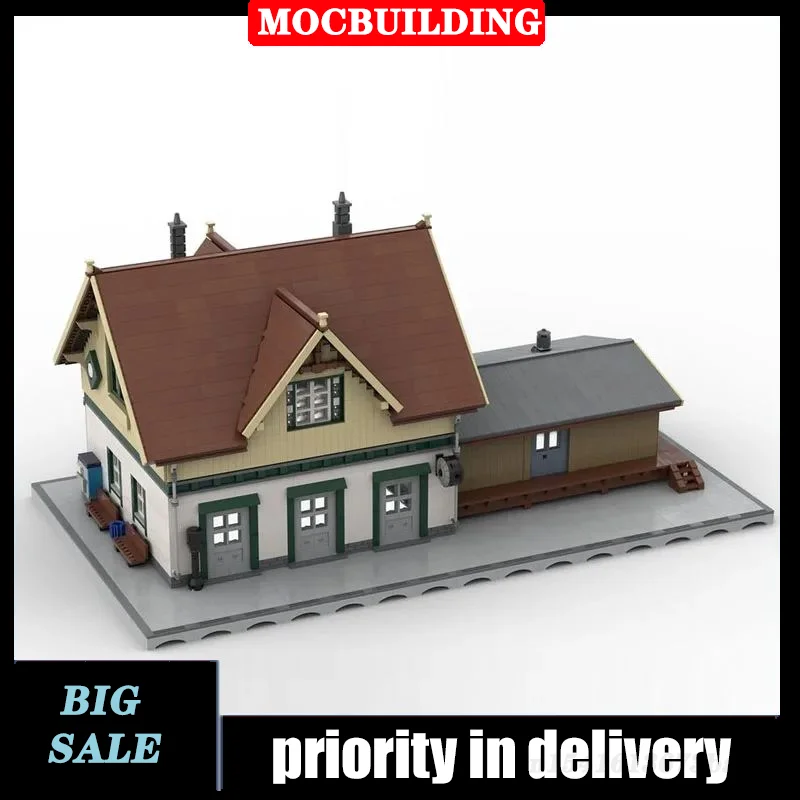 MOC Urban Architecture Train Station Model Assembly Building Block ...