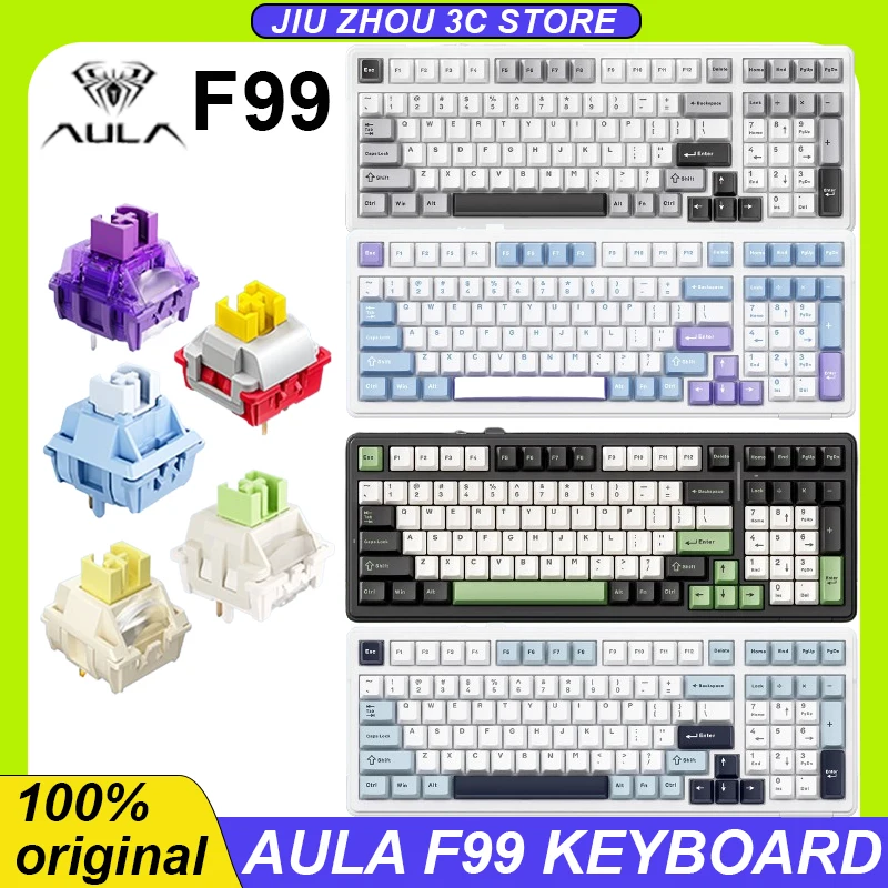 Aula F99 기계식 키보드 블루투스 5.0 2.4g 무선 및 유선 Pbt 키캡 핫스왑 - 티몬