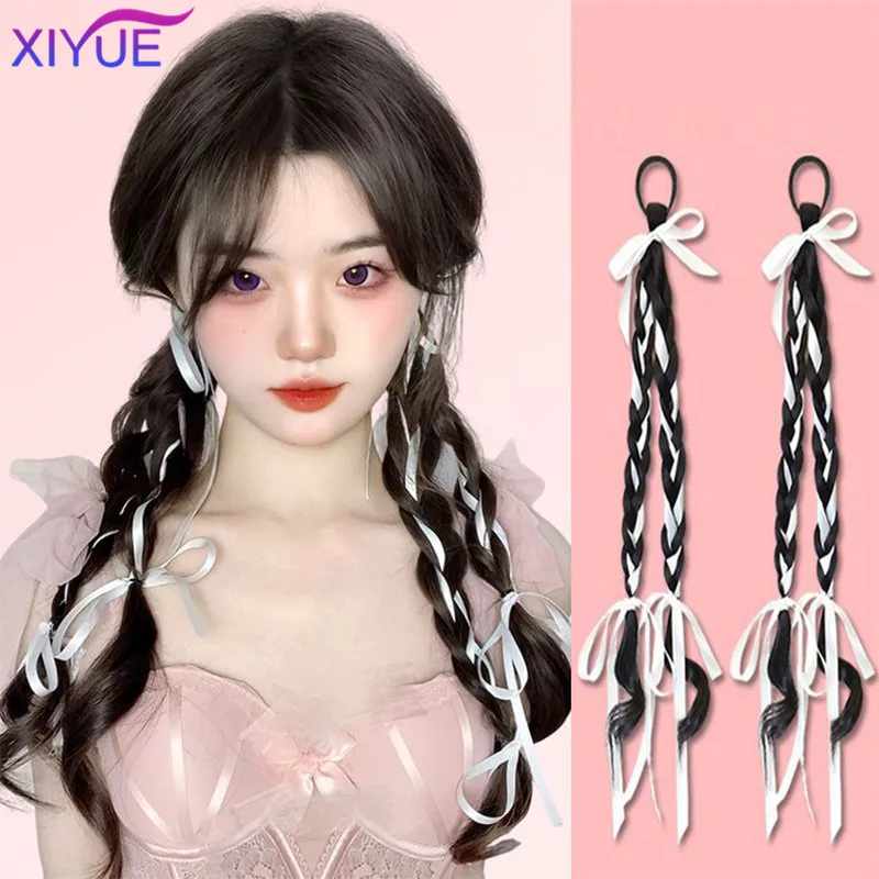 XIYUE-Wig-female-ponytail-ribbon-natural-imitation-boxing-braid-net-red ...