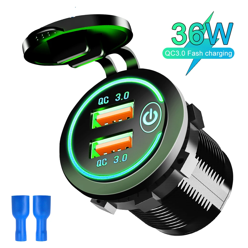 USB do carro isqueiro do cigarro, 12V 24V, isqueiros poderosos, QC3.0 ...