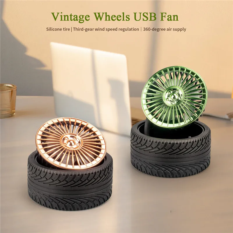 Vintage-Wheels-USB-Fan-Cooling-Folding-Rotatable-Mini-Fan-Electric ...