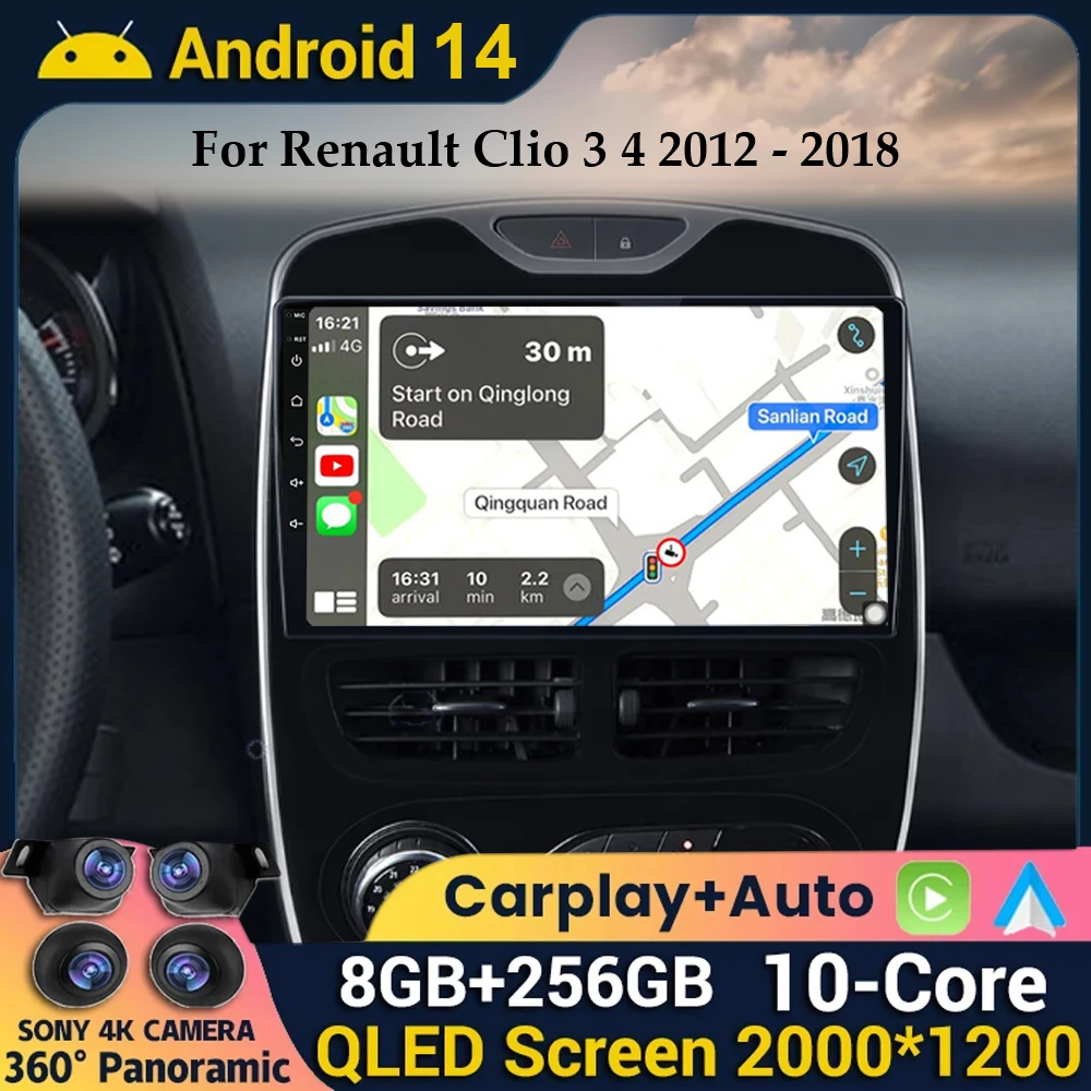 Android-14-carplay-auto-wifi-4g-r-dio-do-carro-para-renault-clio-3-4 ...