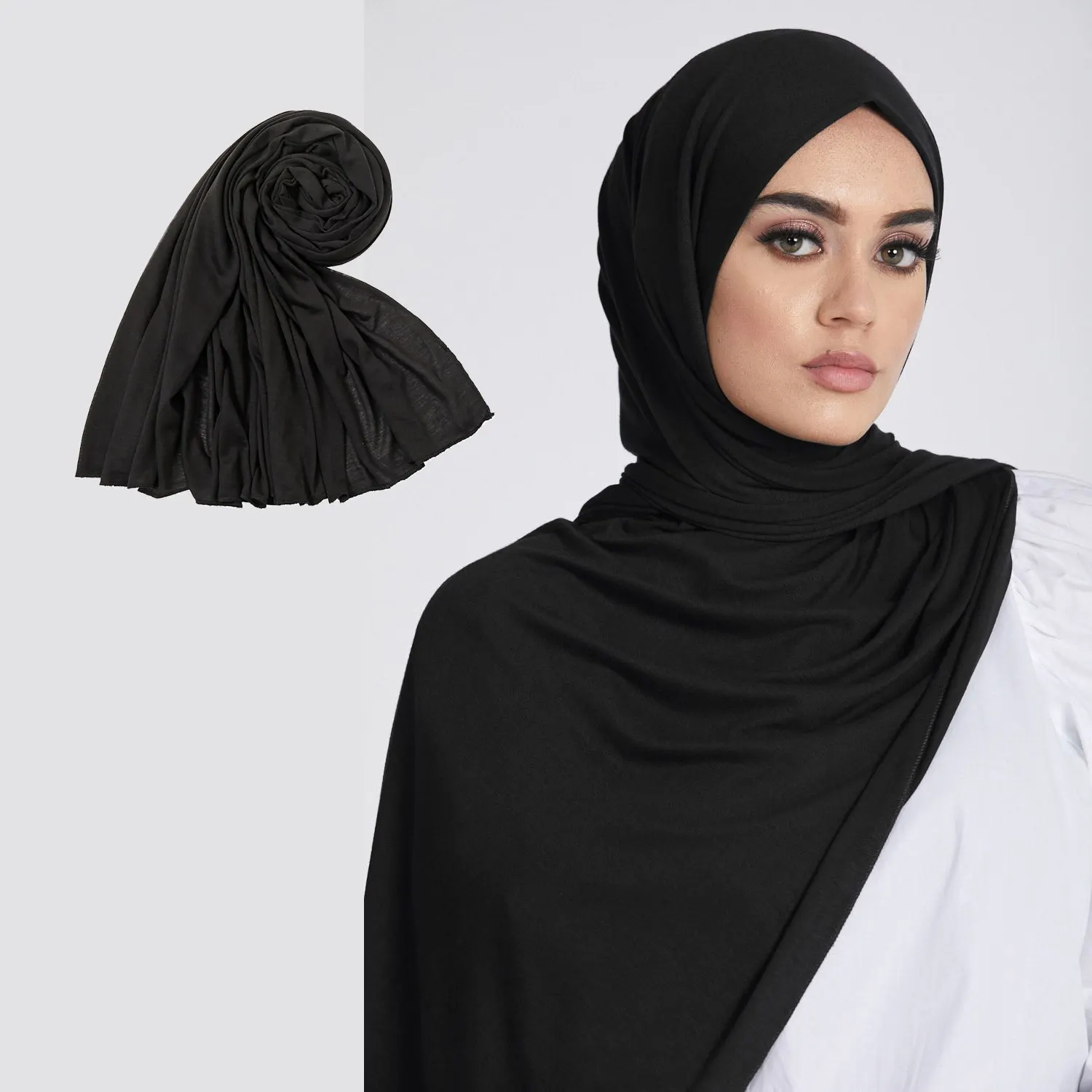 Plain-Cotton-Jersey-Hijab-Stretch-Scarf-Women-Muslim-Shawl-Big-Size ...