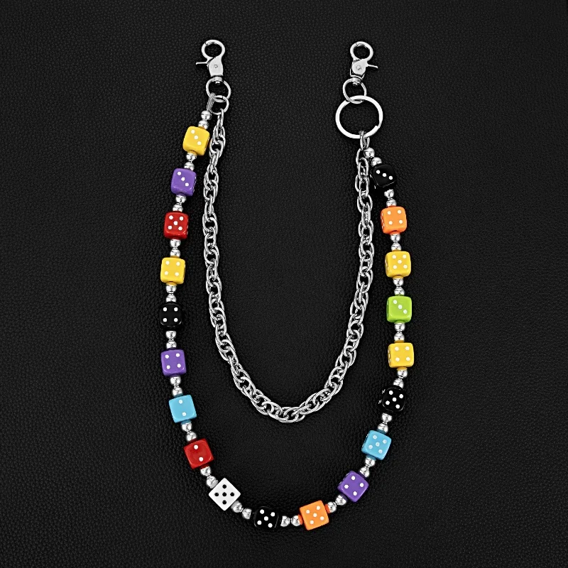 DIY Dice Pants Chain Punk Hip Hop Men Women One's Waist Pendant ...