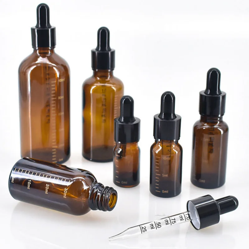 Dropper-Bottles-with-Scale-5ml-100ml-Reagent-Eye-Drop-Amber-Glass ...