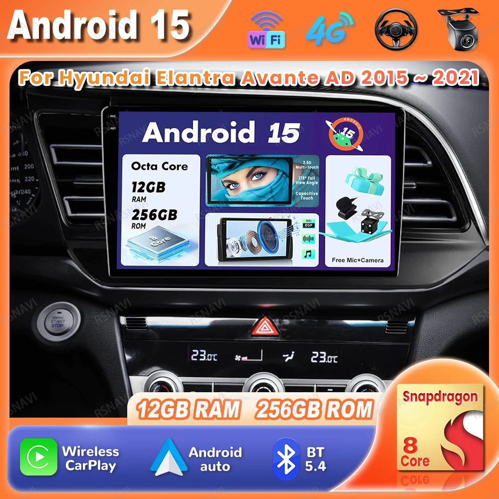 Car Radio Android 15 For Hyundai Elantra Avante AD 2015 ~ 2021 GPS ...