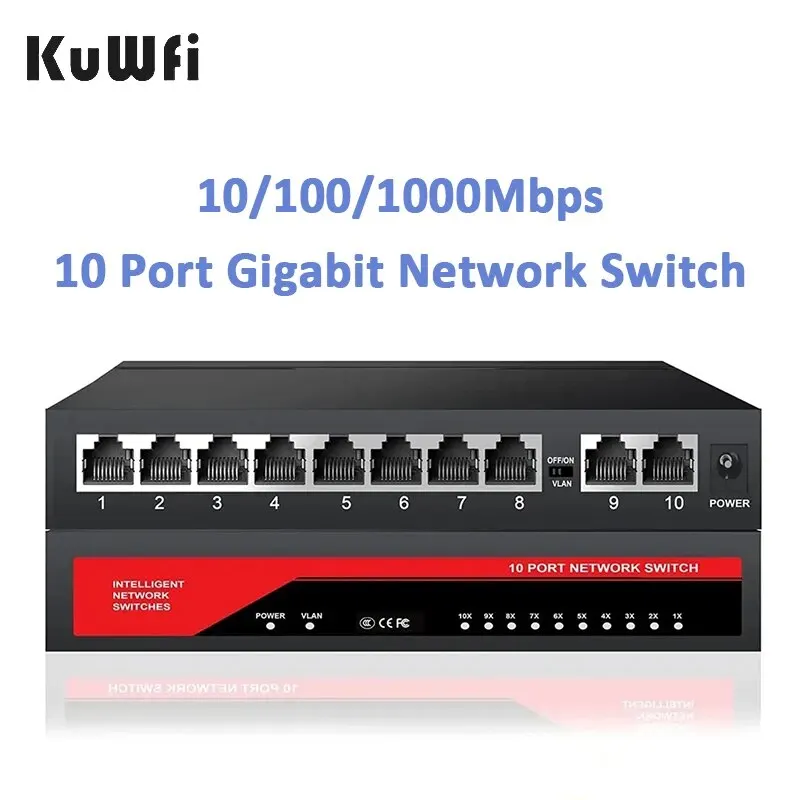 KuWFi-10-Port-Gigabit-Network-Switch-1000Mbps-Ethernet-Switch-RJ45-LAN ...