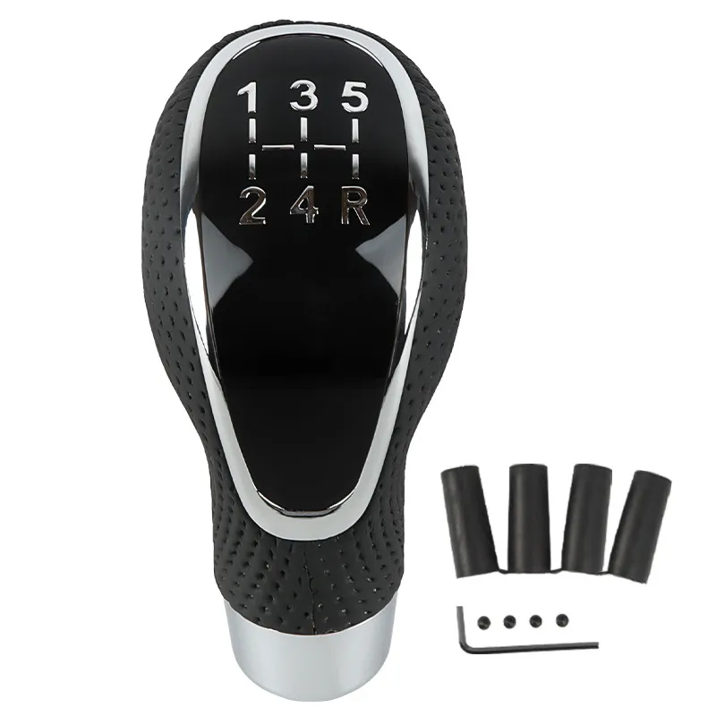 Universal 5 Speed Leather Car Gear Shifter Knob Automatic Gear Shift ...