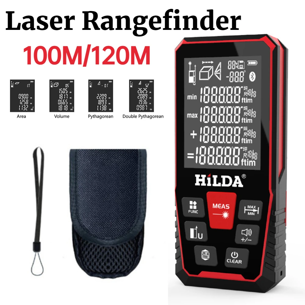 HILDA Laser Rangefinder Digital Tape Measure 100M 120M Laser Distance ...